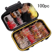 Wholesale 100Pcs Fly Fishing Lures Kit with Box Flies Bait Fly Dry ...