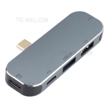 Multi-Port 5 in 1 Adapter Hub Type-C Male to Dual Type-C+Dual USB+USB3 ...