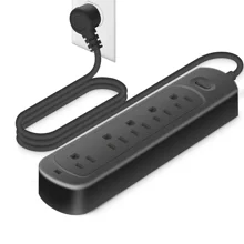 U5 Wall Mounted 5 AC Outlets Power Strip with 4ft Cable Extension Cord ...