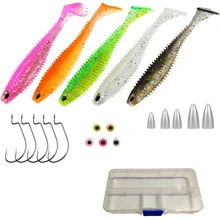 Wholesale 5 Sets 7.5cm 4.8g Soft Worm T-Tail Texas Rig Fishing Lures ...