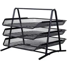 3 Tiers File Organizer Metal Mesh Stackable Desk Tray Paper Sorter ...