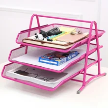 3 Tiers File Organizer Metal Mesh Stackable Desk Tray Paper Sorter ...