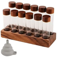 Wholesale Wooden Base Coffee Bean Display Stand with 12 Clear Glass ...
