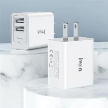 IVON AD36 12W USB Wall Charger US Plug 5V 2.4A Dual USB Port Fast ...