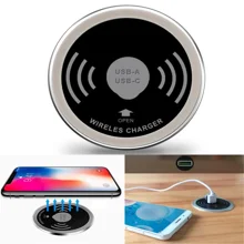 Wholesale Embedded Desktop Wireless Charger 15W with USB-A and USB-C ...