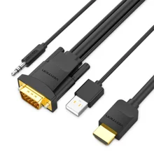 VENTION ABIBH ABI Series 2m HDMI to VGA Cable with 3.5mm Audio, USB-A ...