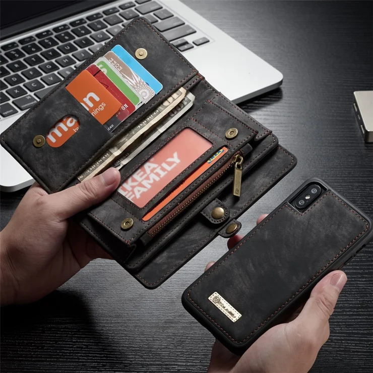 CASEME Detachable 2-in-1 Multi-slot Wallet PU Leather Case for iPhone X ...