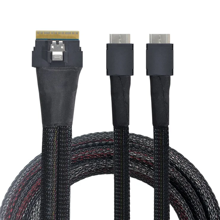 Wholesale SF-038-0.5M PCI-E Slimline SAS Slim 4.0 SFF-8654 8i 74-pin to Dual Oculink SFF-8611 ...