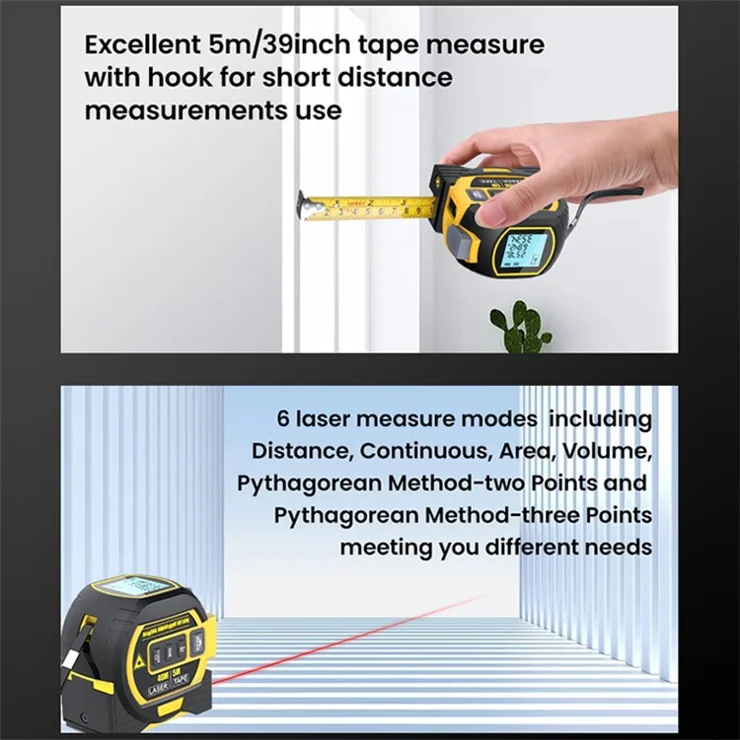 Metre ruban laser HONGSHENG 40M telemetre laser de distance CE ROSH Jaune