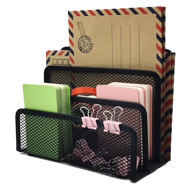 Wholesale Office Letter Sorter Metal Mesh Desktop File Organizer with 3 ...