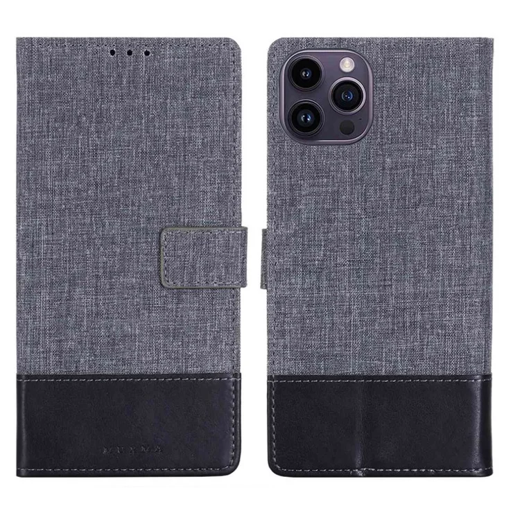 Wholesale MUXMA MX102 for iPhone 14 Pro Max Canvas PU Leather Splicing ...