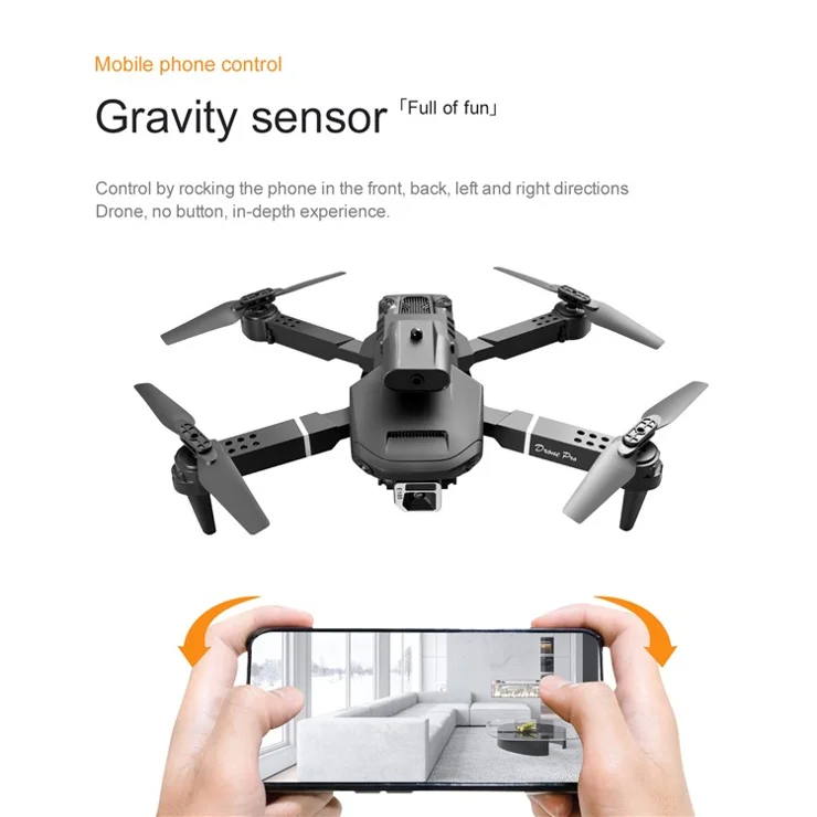 E100 Dual Camera RC Aircraft Obstacle Avoidance Portable Quadcopter Dual WiFi HD Aerial Photo Folding Drone Dual Batteries Orange