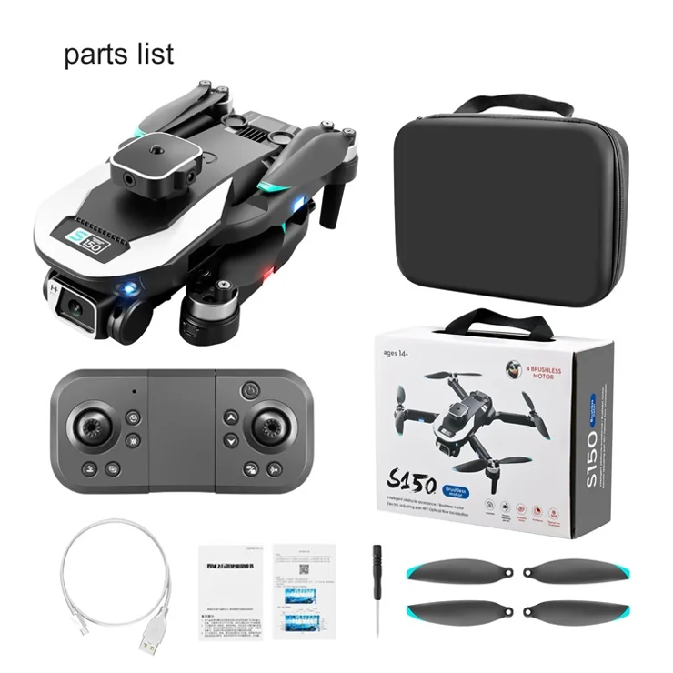 S150 4 seitige Hindernisvermeidung Flugzeug Burstenloser Dual kamera falten drohnen Optische Stromungsposition Quadcopter Mit Einer Einzelnen Batterie