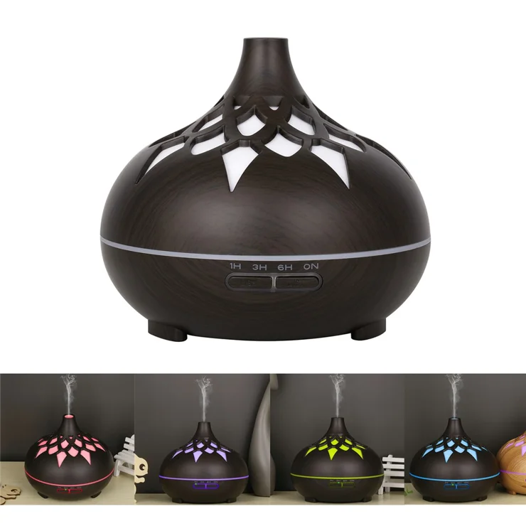 Wholesale 350ML Wood Grain Hollow Design Aroma Humidifier Ultrasonic ...