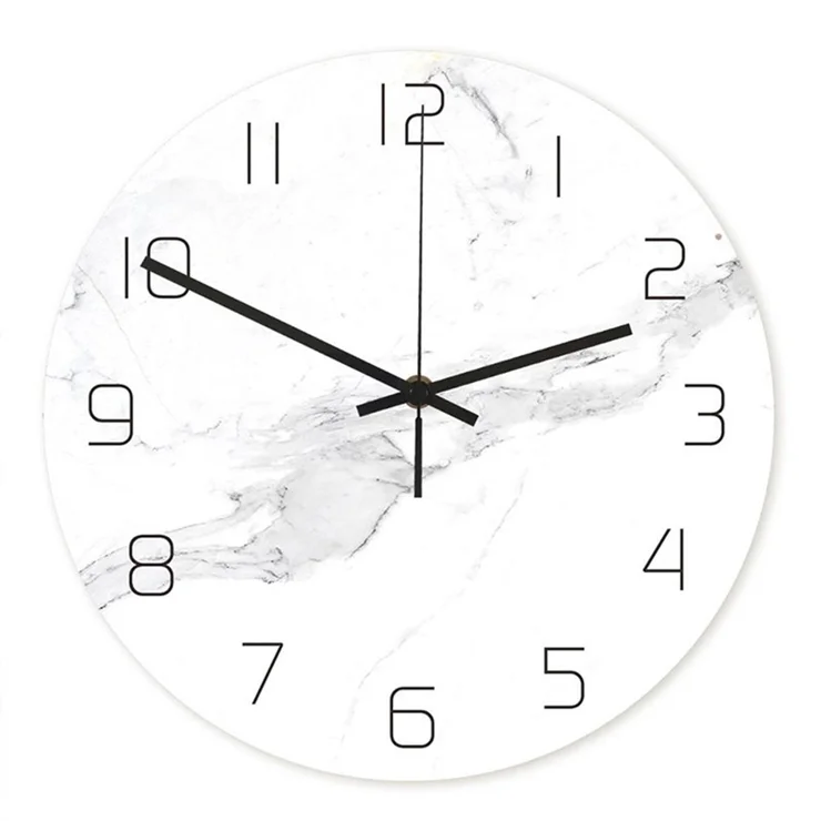 Wholesale Wall Clock White Marble Printed Acrylic Round Decorative ...
