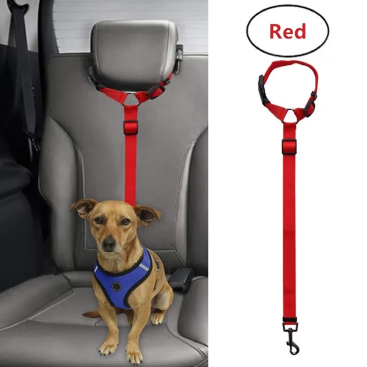 Wholesale High quality Adjustable Portable Dog Cat Harness Car Seat Belt Pet Leash Red TVCMALL