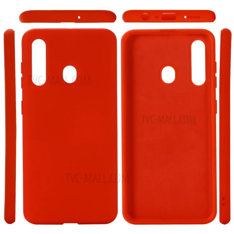 Soft Liquid Silicone Phone Back Shell for Samsung Galaxy A20s - Red ...