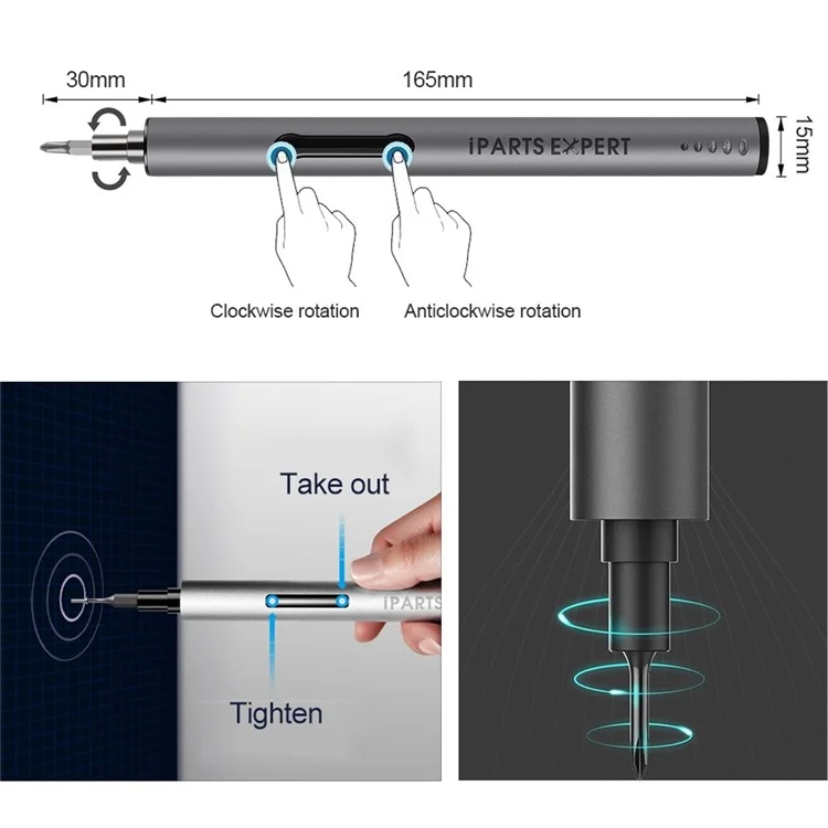 IPARTS EXPERT 20-Bit Electric Screwdriver Kit Precision Repair Screw ...