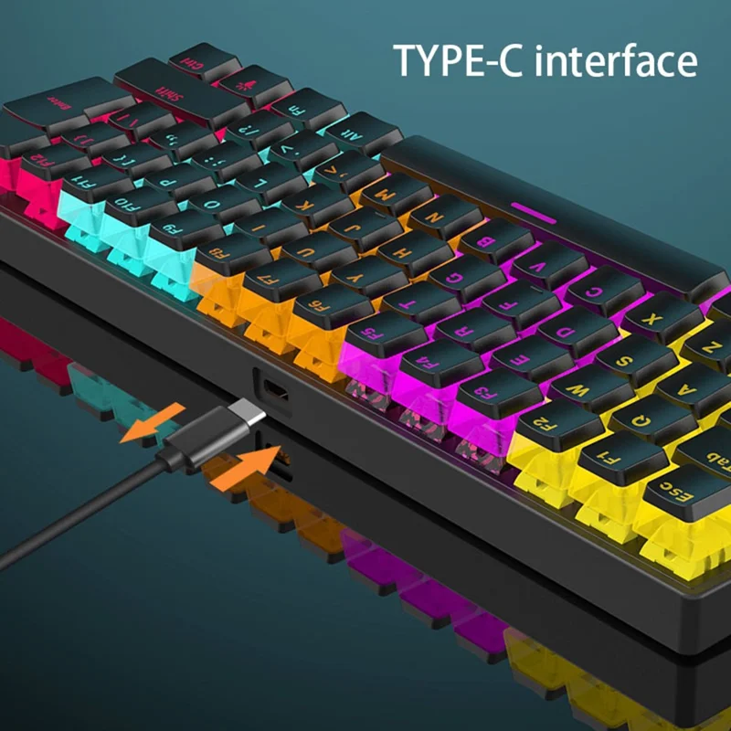 Wholesale FV61S 61-Keys Type-C Wired Gaming Keyboard Pudding Keycap ...