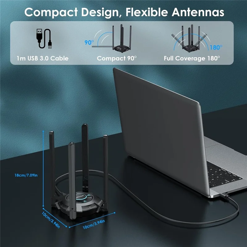 Adaptador WAVLINK WN695BE2 BE6500 WiFi 7 de banda triplemente 2,4 GHz ...