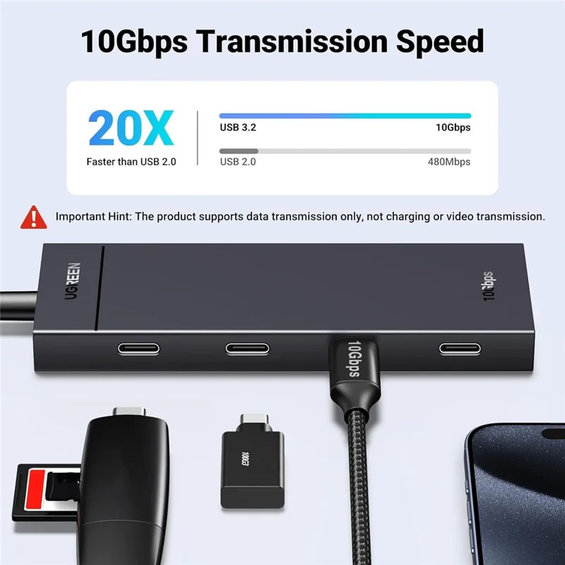 UGREEN 35584 USB C 4 in 1 Hub Adapter 0.3m Type-C to 4 Type-C Docking ...