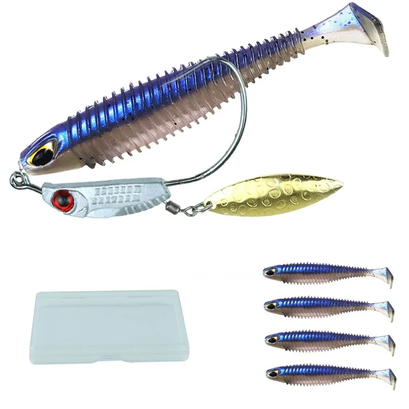 Wholesale 5 Fishing Lures 14.7g Bass Trout Soft Bait T-Tail Worm with 1 ...