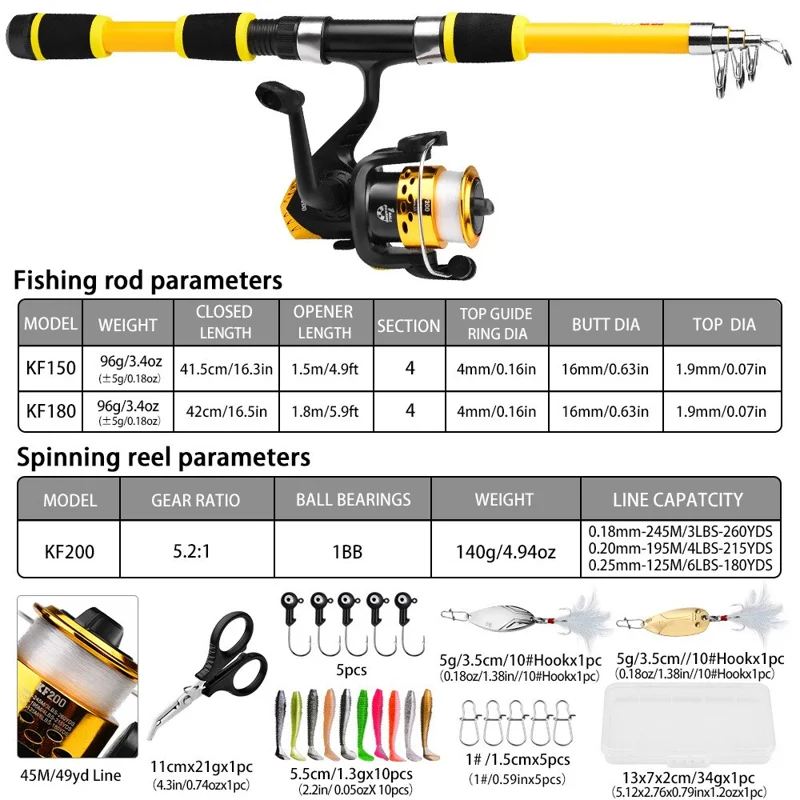 Wholesale PROBEROS HWCSET109 1.5m Fishing Rod and Reel Combo Set with ...