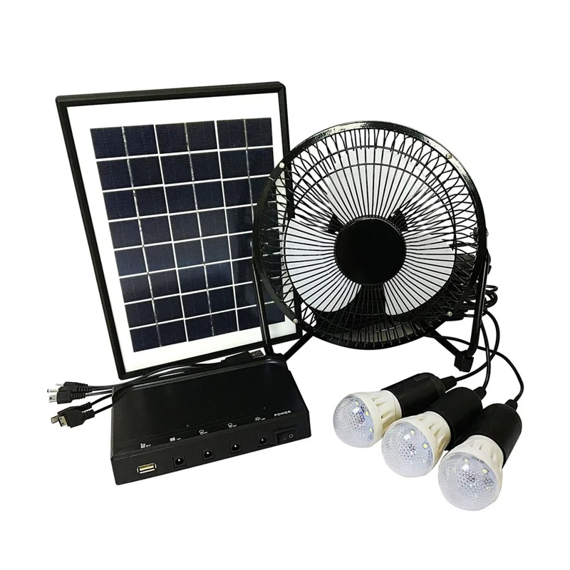 XT-8000A 12V Solar DC Fan System with 3-LED Bulb Lights, Outdoor Solar ...