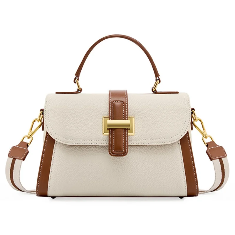 2189 Color Splicing Women Cowhide Leather Crossbody Tote Flap Square ...