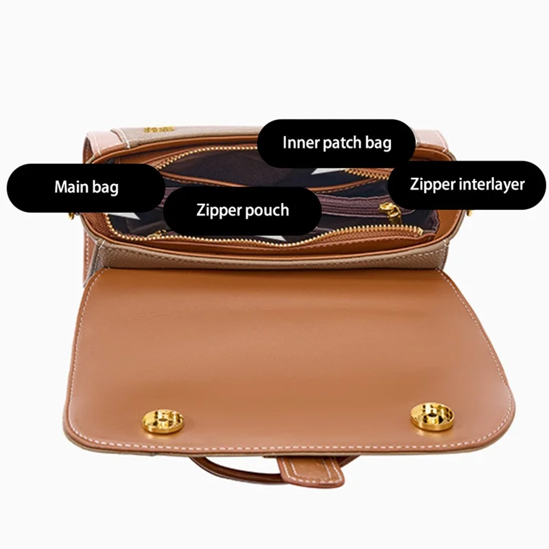 2189 Color Splicing Women Cowhide Leather Crossbody Tote Flap Square ...