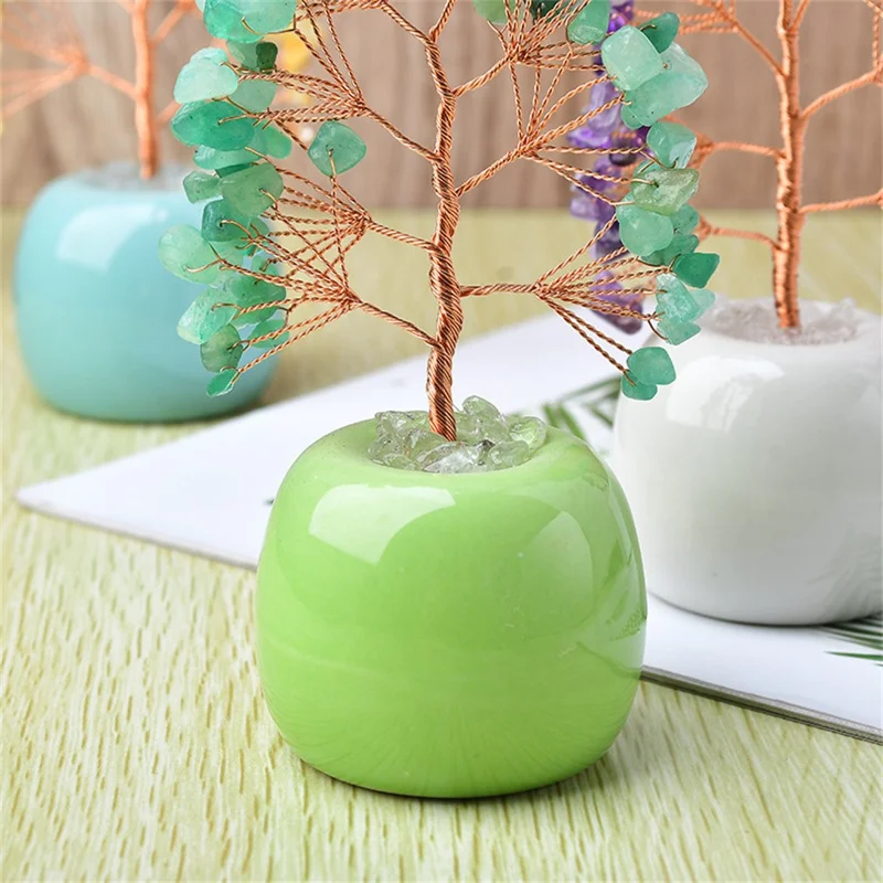 Natural Crystal Money Tree with Ceramic Base Fortune Tree Ornament for ...