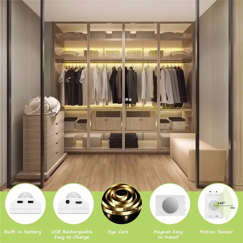 Wholesale Customize Rechargeable PIR Induction LED Light Strip Wardrobe ...