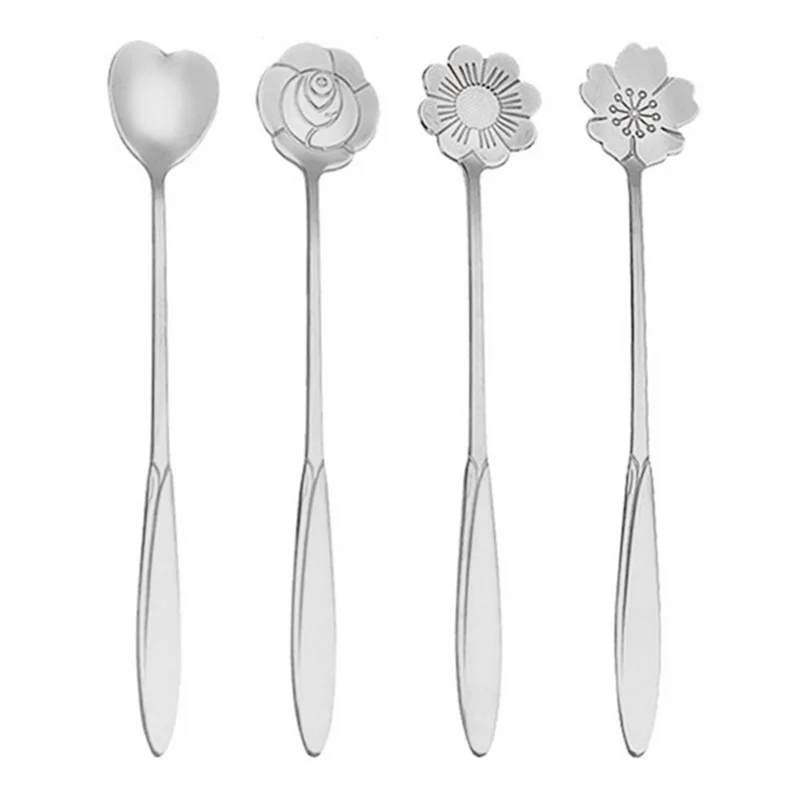 Wholesale 4PCS / Set 17.6-17.8cm Stainless Steel Flower Shape Spoons ...
