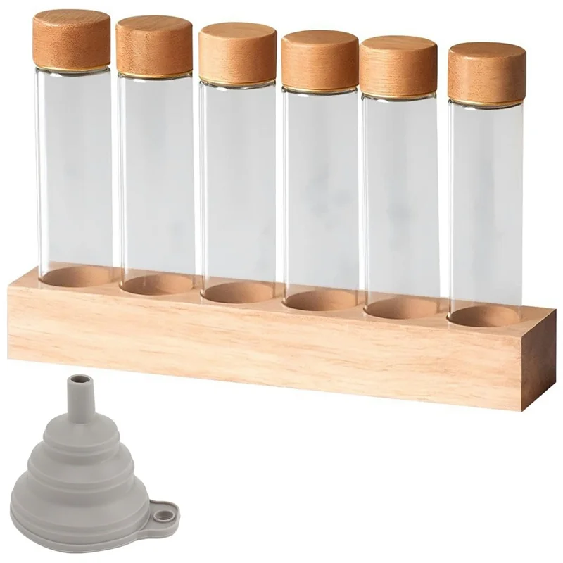 Wholesale Wooden Base Coffee Bean Display Stand with 6 Clear Glass ...
