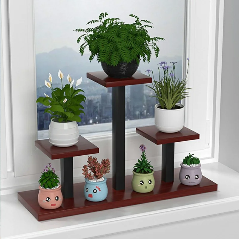 Wholesale Bedroom Window Sill Plant Stand 4 Tier Square Metal Flower ...
