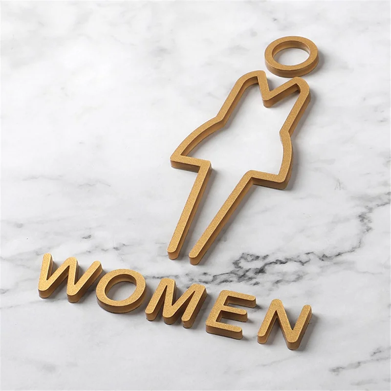 32 x 20cm Acrylic Bathroom Door Sign Adhesive 3D Restroom Signage for ...