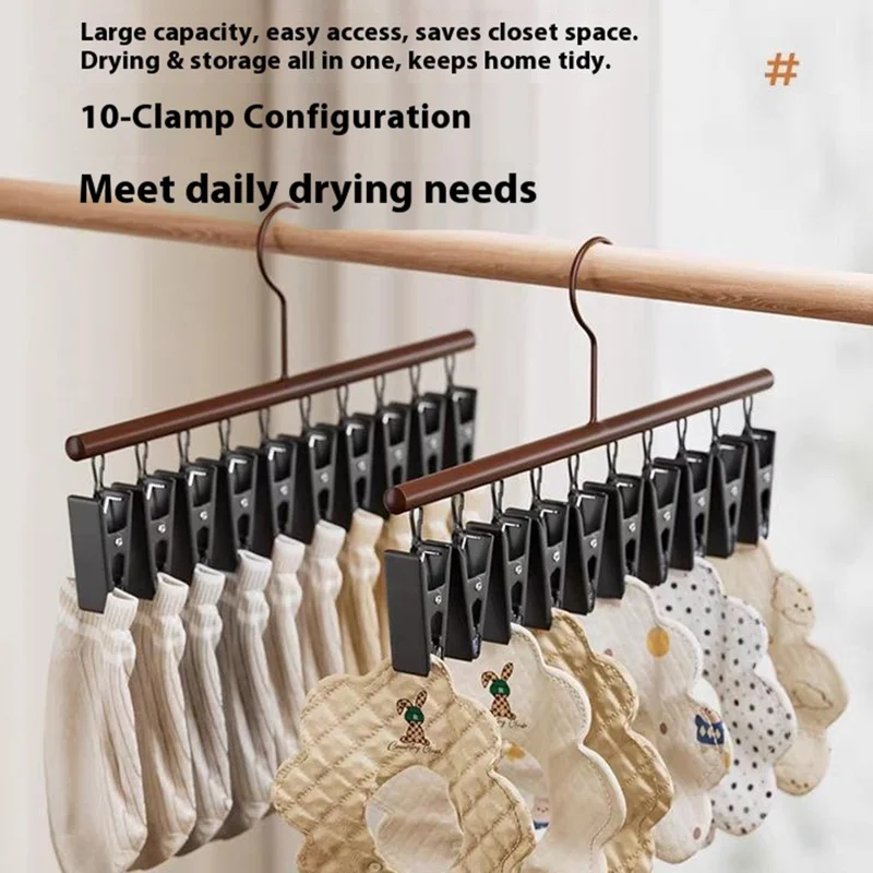 10 Clips Socks Hanger Retro Style Carbon Steel Drying Rack ...