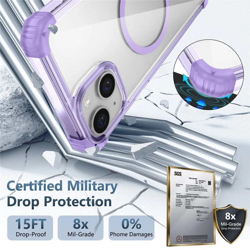 Wholesale For iPhone 13 / 14 Magnetic Case TPU+PC Clear Back Phone ...