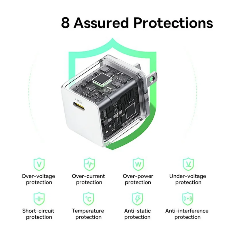 BASEUS Palm Fast Charger 20W Type-C Single Port Power Adapter US Plug ...