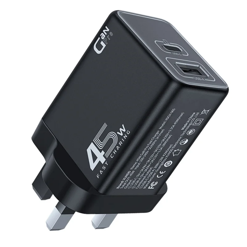 Wholesale XUNDD XDCH-065 GaN Power Adapter Type-C+USB-A Dual Port 45W ...