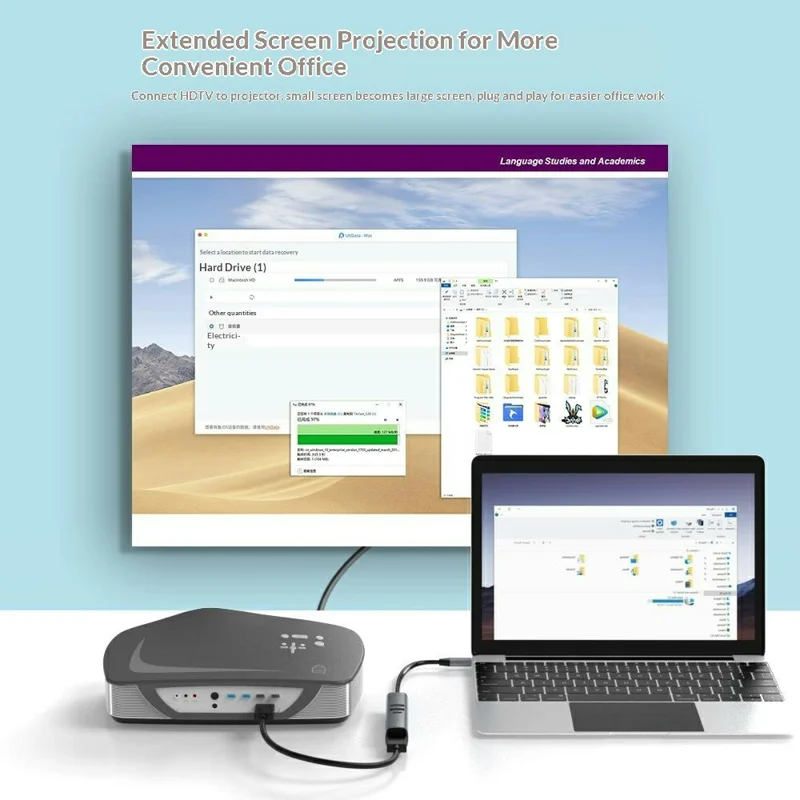 7 in 1 Type C to HDTV Portable Dock USB 3.0 Hub 100W PD Fast Charging ...