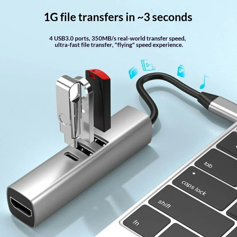 7 in 1 Type C to HDTV Portable Dock USB 3.0 Hub 100W PD Fast Charging ...