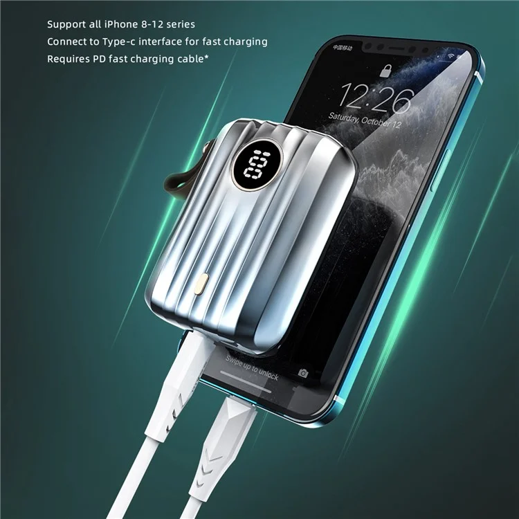 KIVEE PT56 Pro Suitcase Design 10000mAh Power Bank Digital Display 22 ...