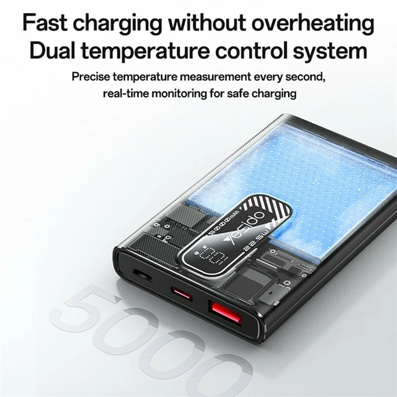 YESIDO YP92 5000mAh Power Bank Ultra Thin 22.5W Fast Charging Digital ...