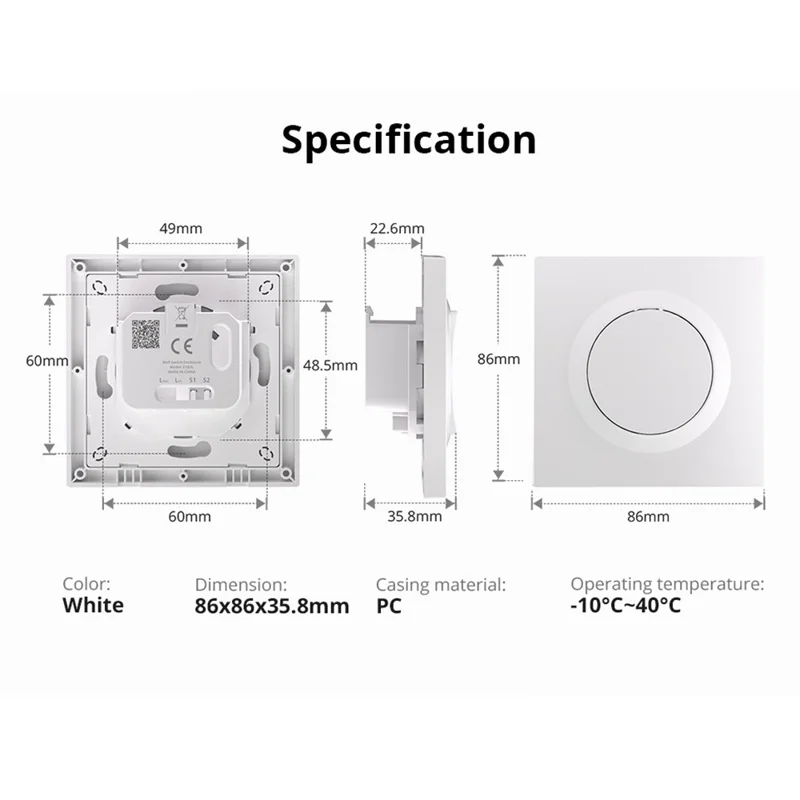 SONOFF E1GSL For Sonoff ZBMINIL2 Retrofit Module 1-Gang Wall Switch ...