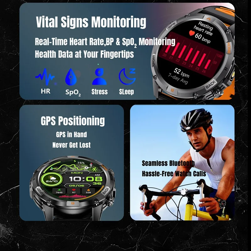 YK15 IP68 Waterproof 1.46 inch HD Screen IP68 Waterproof Smart Watch ...