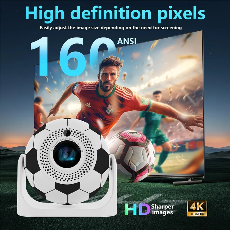 JY360 Football Shape Portable Projector Android 13.0 Auto Focus Mini ...