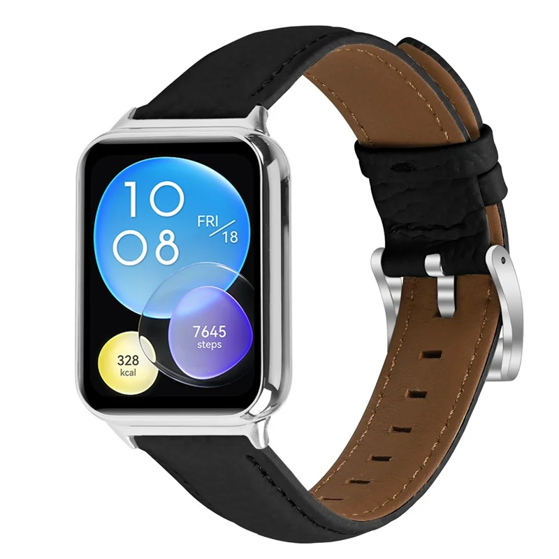 Wholesale Litchi Textured Genuine Leather Strap for Xiaomi Smart Band 9 ...