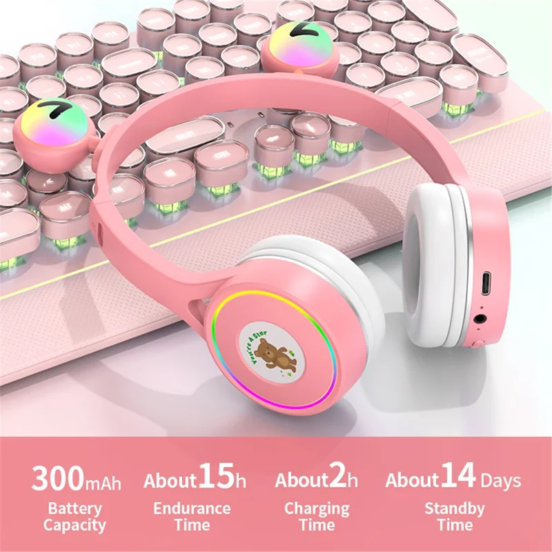 SY-T30 Children Headset Cute Eyes Design Adjustable Headband Bluetooth ...