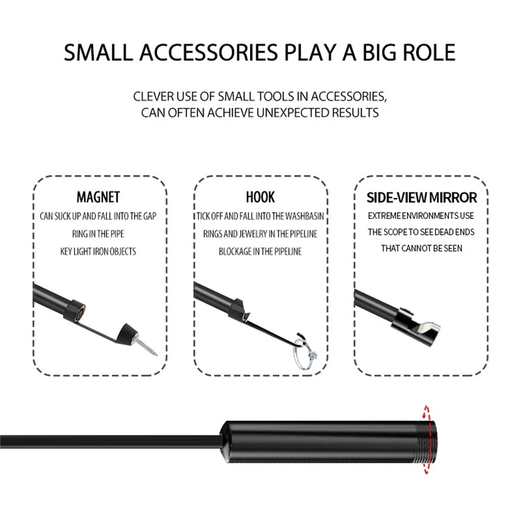 M30 2m Hard Wire Single 5.5mm Lens HD Borescope Snake Camera Sewer ...